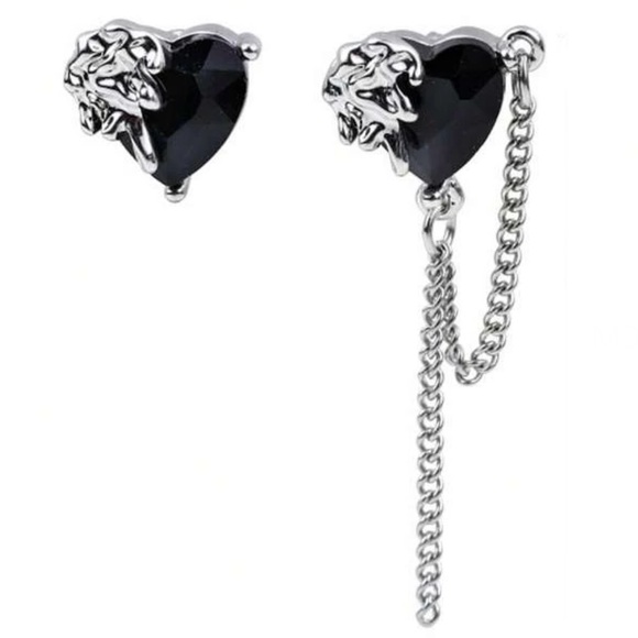 Jewelry | Winged Black Heart Melted Droplet Loop Chain Obsidian ...